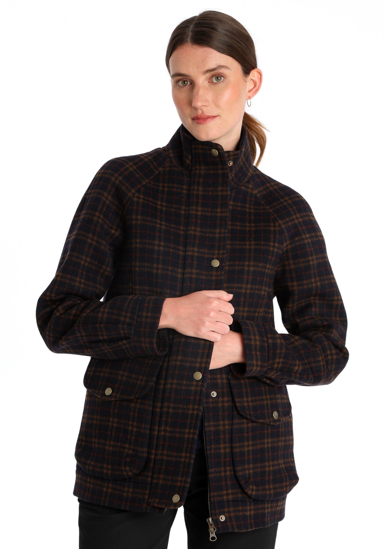 Andrea Jacket | Navy & Rust Check – Katherine Hooker